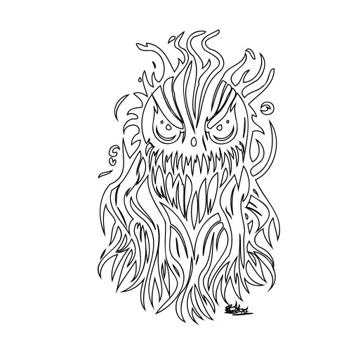 Swamp monster outline sketch Royalty Free Vector Image