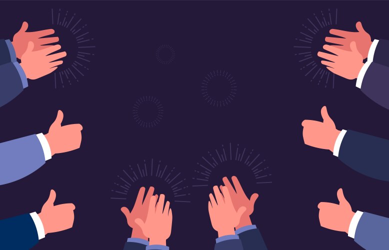 Hands clapping applause and thumb up gesture Vector Image