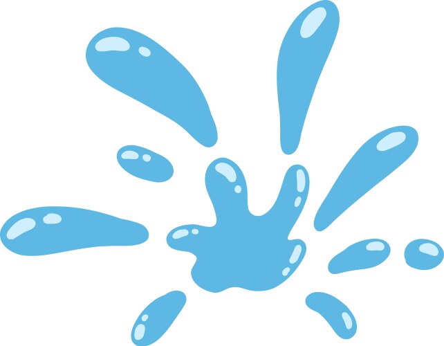 Cartoon blue dripping water drop splash spray Vector Image