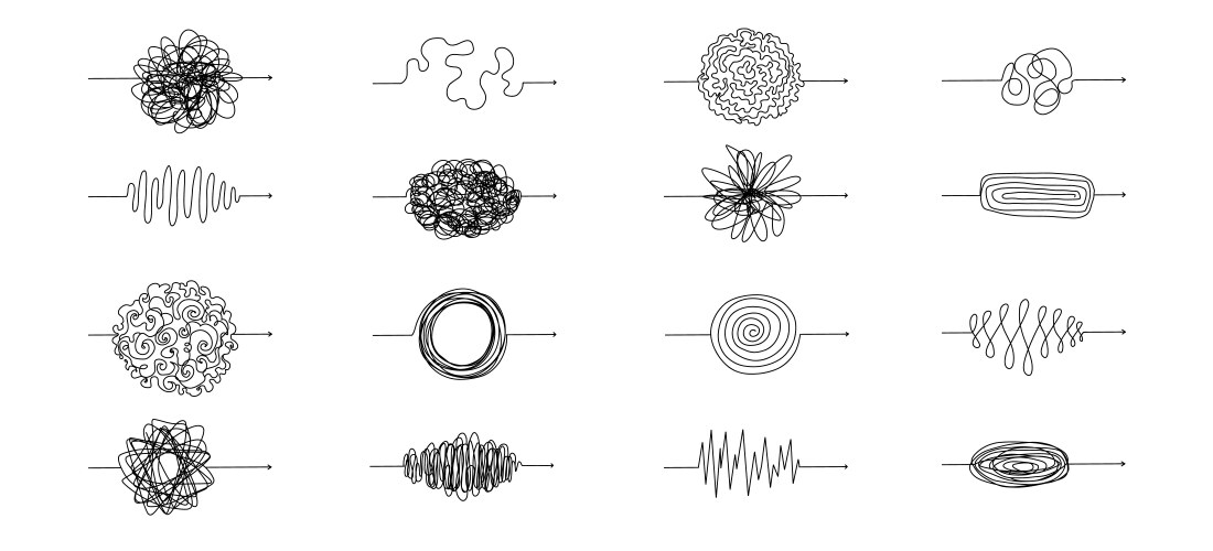 Chaotic line arrow doodle chaos simple drawn Vector Image