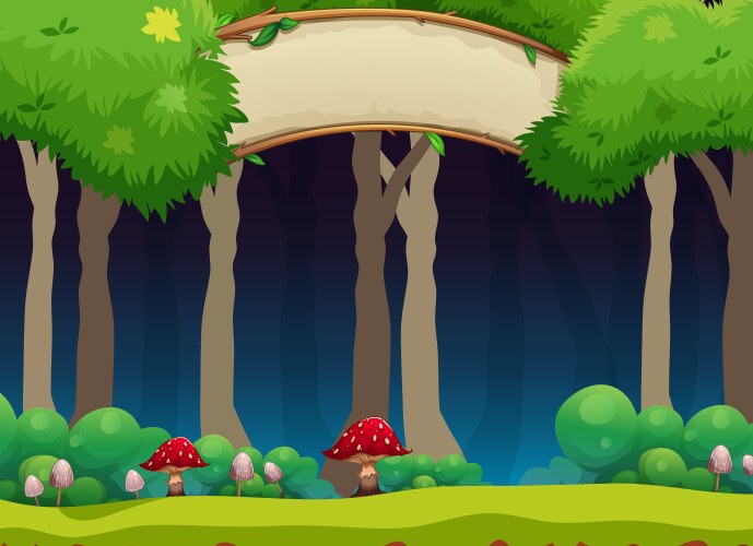 Cartoon of a big tree at the forest Royalty Free Vector