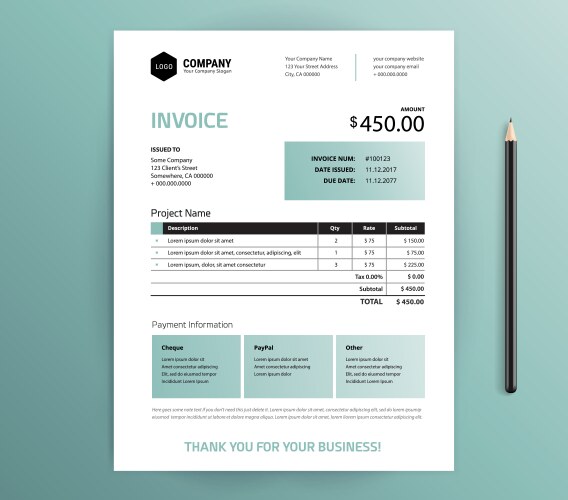 Modern invoice template form design for your Vector Image