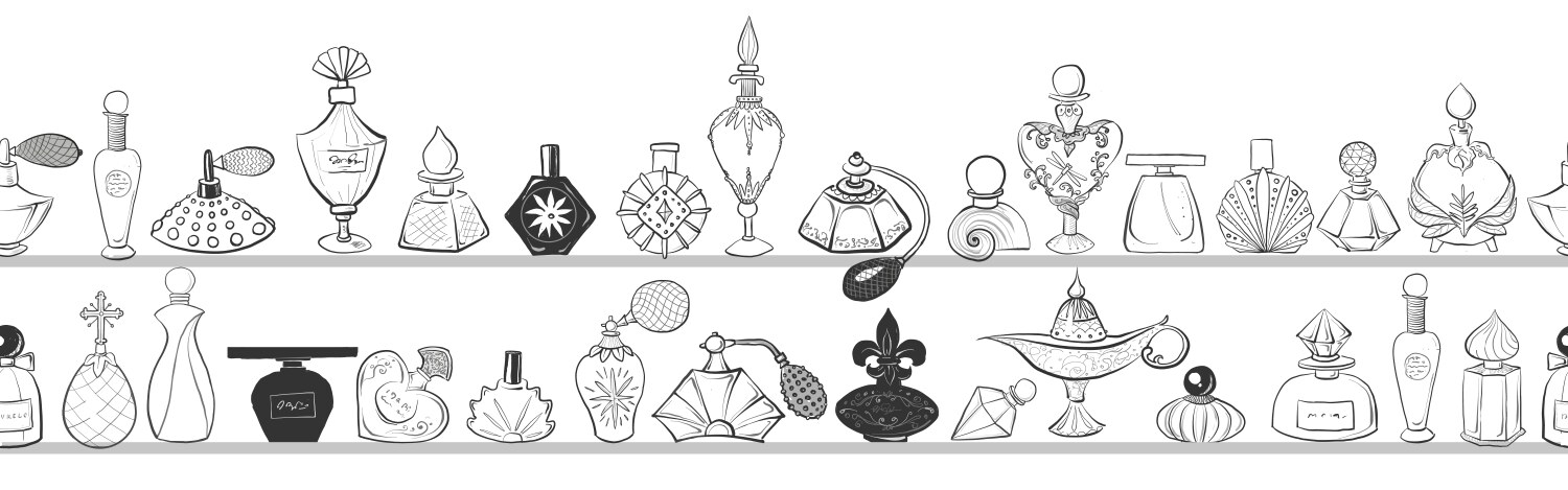 Perfume bottle with floral scent Royalty Free Vector Image