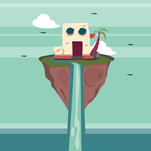 Fantasy flying island Royalty Free Vector Image