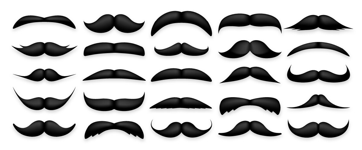 Different retro style moustache clip-art set Vector Image