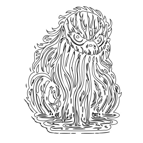 Swamp monster outline sketch Royalty Free Vector Image