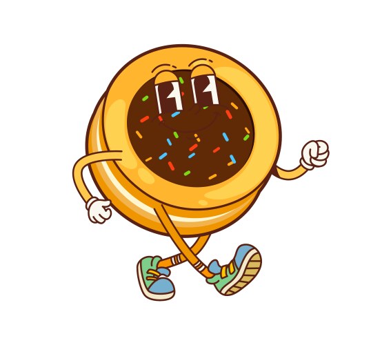 Groovy cookie bakery character cartoon pastry Vector Image