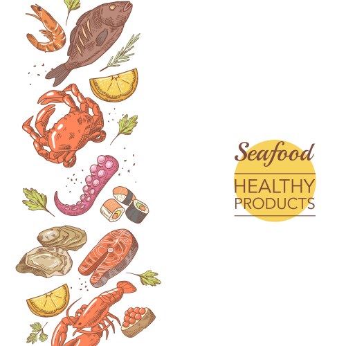Seafood menu background Royalty Free Vector Image