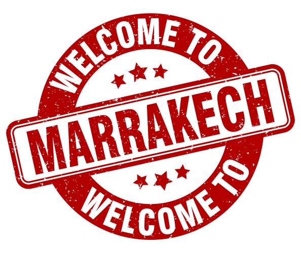 Welcome to marrakech stamp round sign Royalty Free Vector