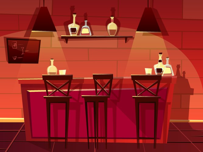 Bar counter interior - cartoon Royalty Free Vector Image