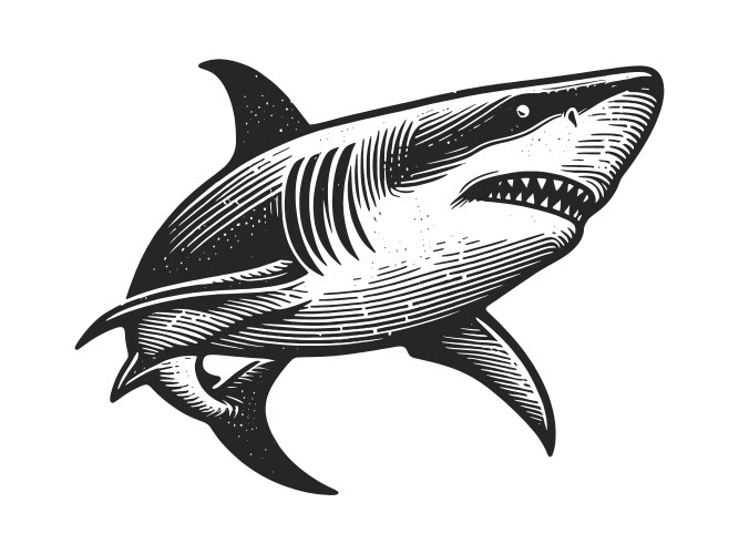 Shark sea animal engraving Royalty Free Vector Image
