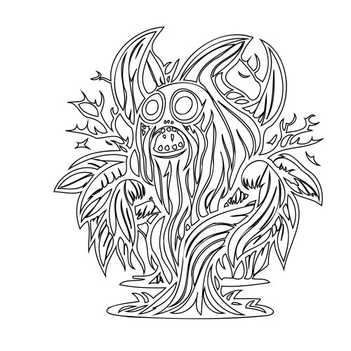 Swamp monster outline sketch Royalty Free Vector Image