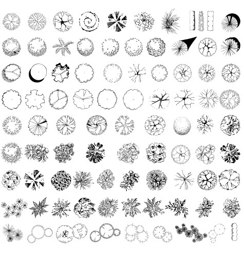 A set of treetop symbols Royalty Free Vector Image
