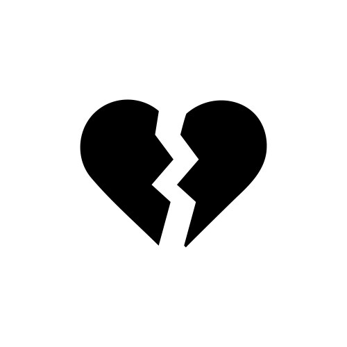 Broken heart icon set with crack symbol Royalty Free Vector