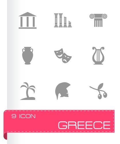 Icons with greece symbols Royalty Free Vector Image