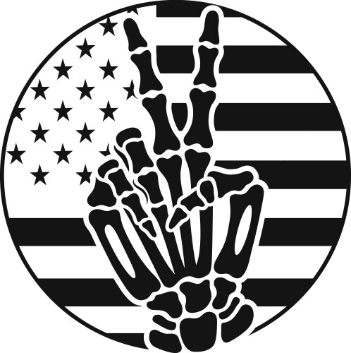 Funny peace sign skeleton with usa flag Royalty Free Vector