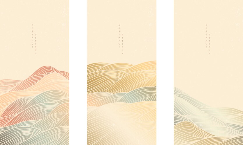 Japanese mountain background wavy line Royalty Free Vector