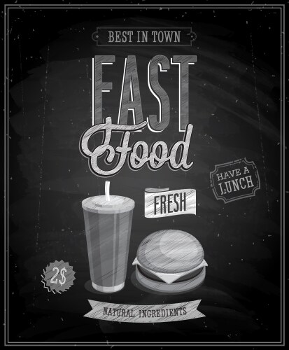 Poster pizza chalk Royalty Free Vector Image - VectorStock