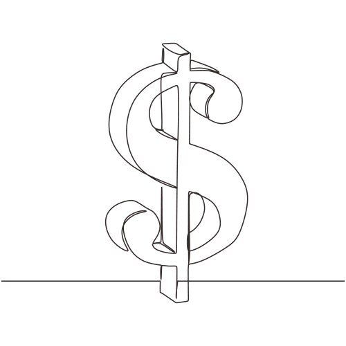 Continuous one line drawing of dollar sign Vector Image
