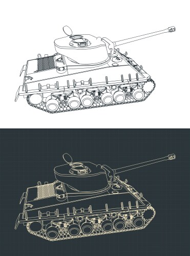 M4 sherman tank drawing Royalty Free Vector Image