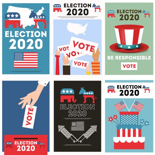 Blue election ribbon and stars design element Vector Image