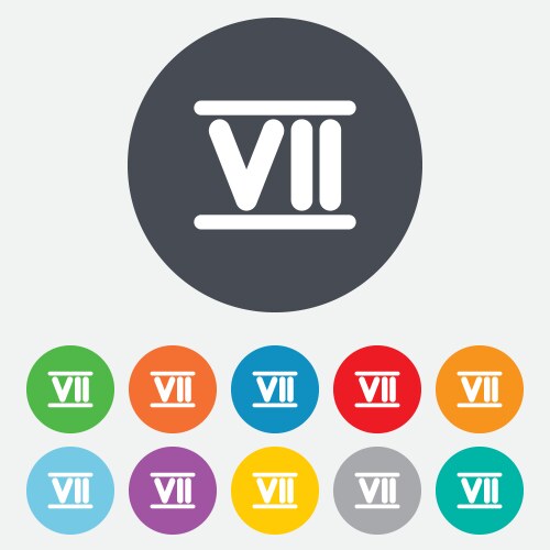 Roman numeral seven icon number sign Royalty Free Vector