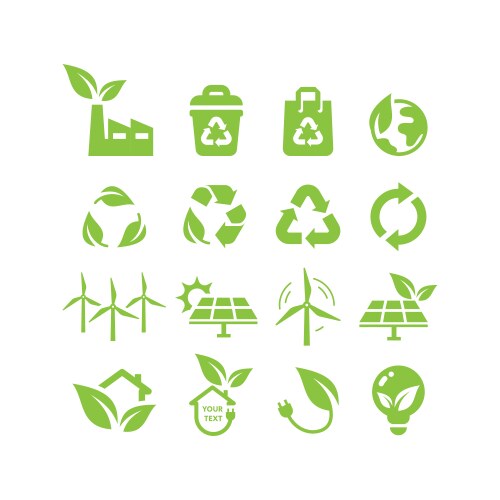Set of green ecology icons symbolizing eco Vector Image