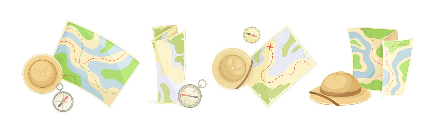 Expedition map depicting geography and route Vector Image