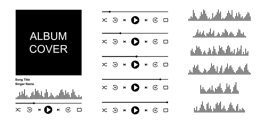 Music player interface template with album cover Vector Image