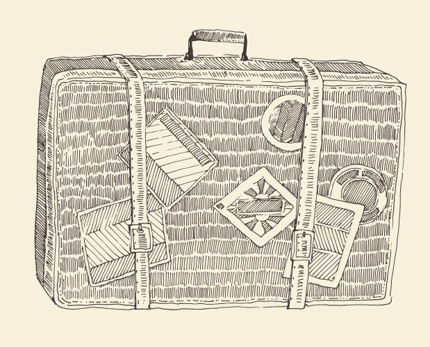 Sketch drawing of luggage bags Royalty Free Vector Image