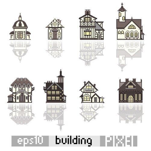 Pixel Art Building Vector Images (over 3,300)