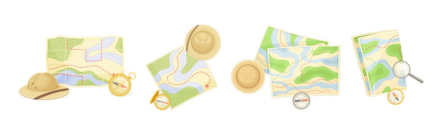 Expedition map depicting geography and route Vector Image