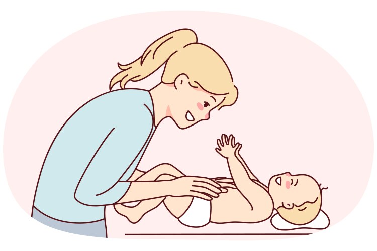 Logotype mother with newborn baby on hands Vector Image