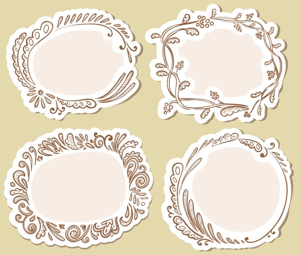 Floral circle doodle frames circular laurel Vector Image