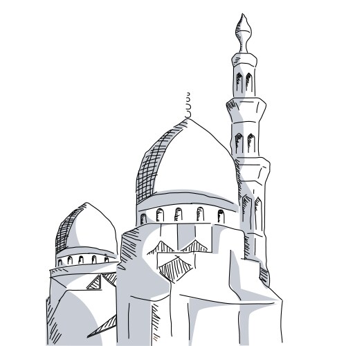 Perspective mosque sketch Royalty Free Vector Image
