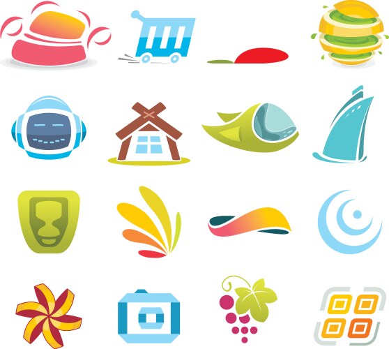 Cartoon color summer holiday activity icons set Vector Image