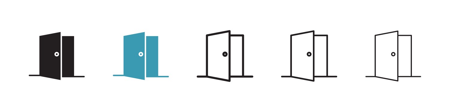 Door handle icon set knob lock latch symbol Vector Image