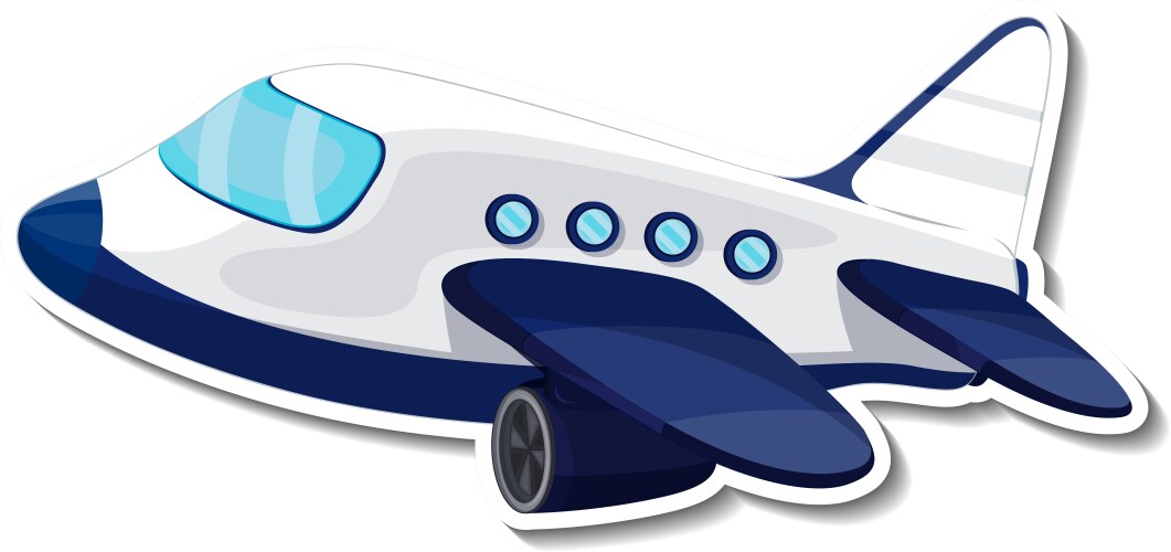 Airplane cartoon sticker on white background Vector Image