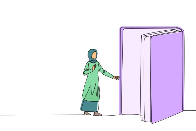 Single One Line Drawing A Woman Appears From Vector Image
