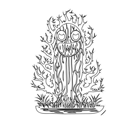 Swamp monster outline sketch Royalty Free Vector Image
