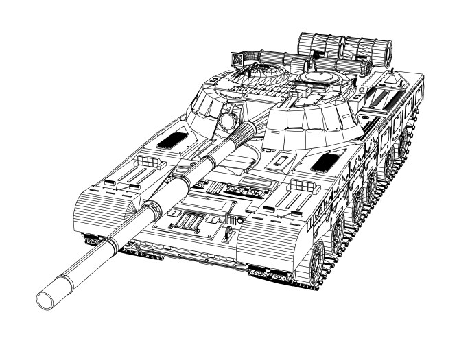 Blueprint of realistic tank Royalty Free Vector Image
