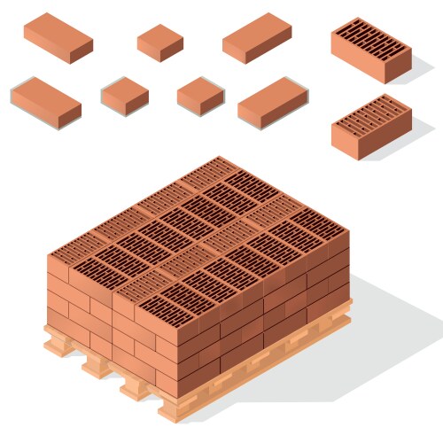 Pile of bricks heap or stack red stone square Vector Image