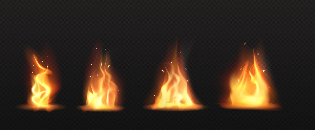 Realistic fire burn effect with red flare torch Vector Image
