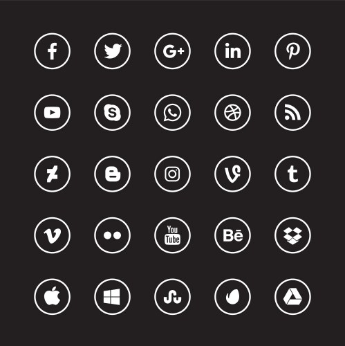 White social media icon set Royalty Free Vector Image