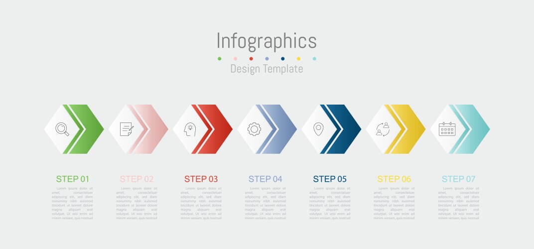 Infographic 7 options design elements Royalty Free Vector