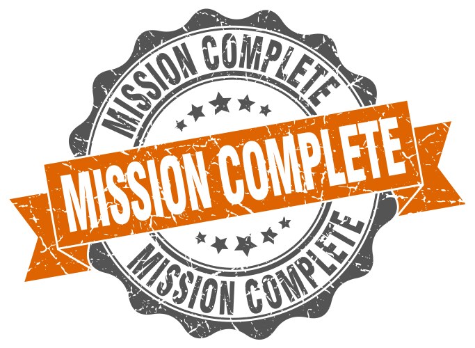 Mission accomplished rubber stamp Royalty Free Vector Image