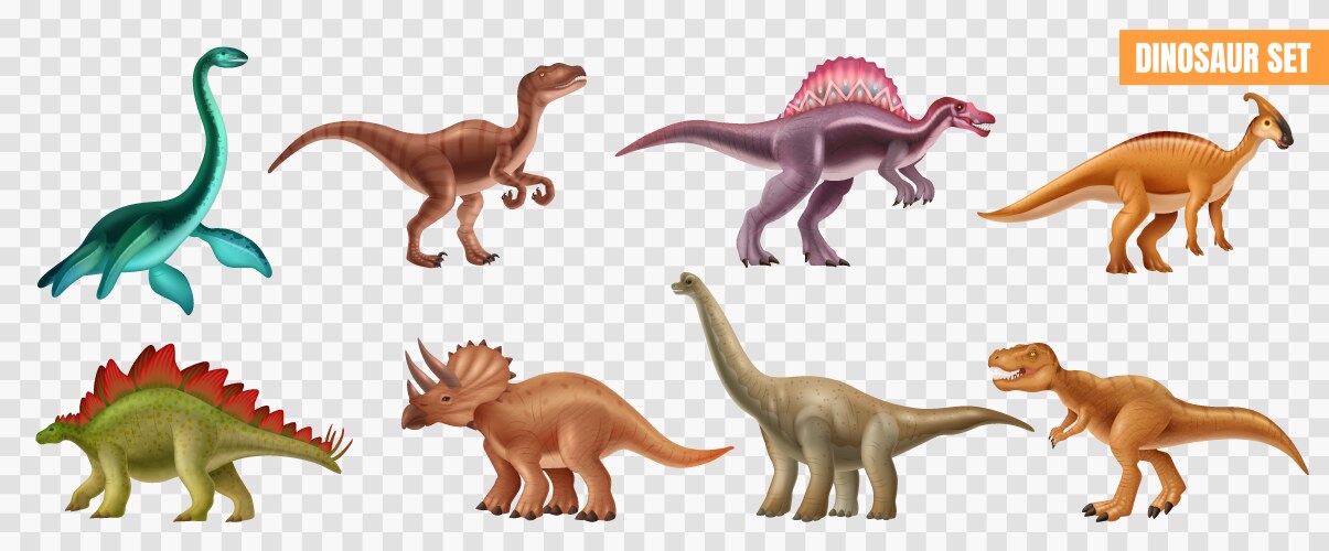 Dinosaur realistic compositions set Royalty Free Vector