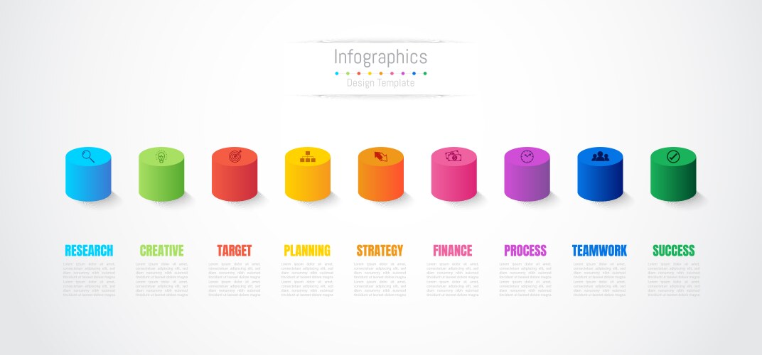 Infographic 9 options design elements Royalty Free Vector