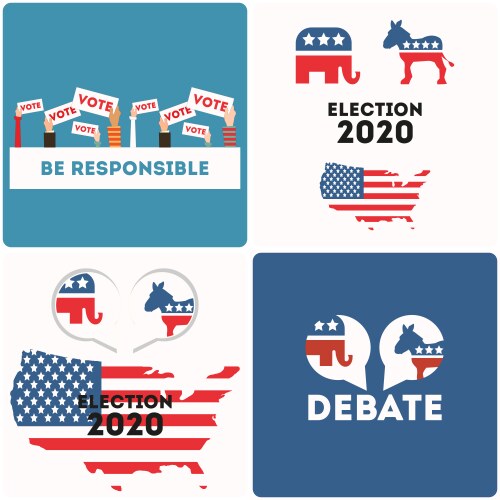 Blue election ribbon and stars design element Vector Image