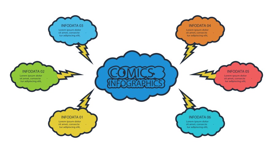 Comics infographic with 8 steps options parts Vector Image
